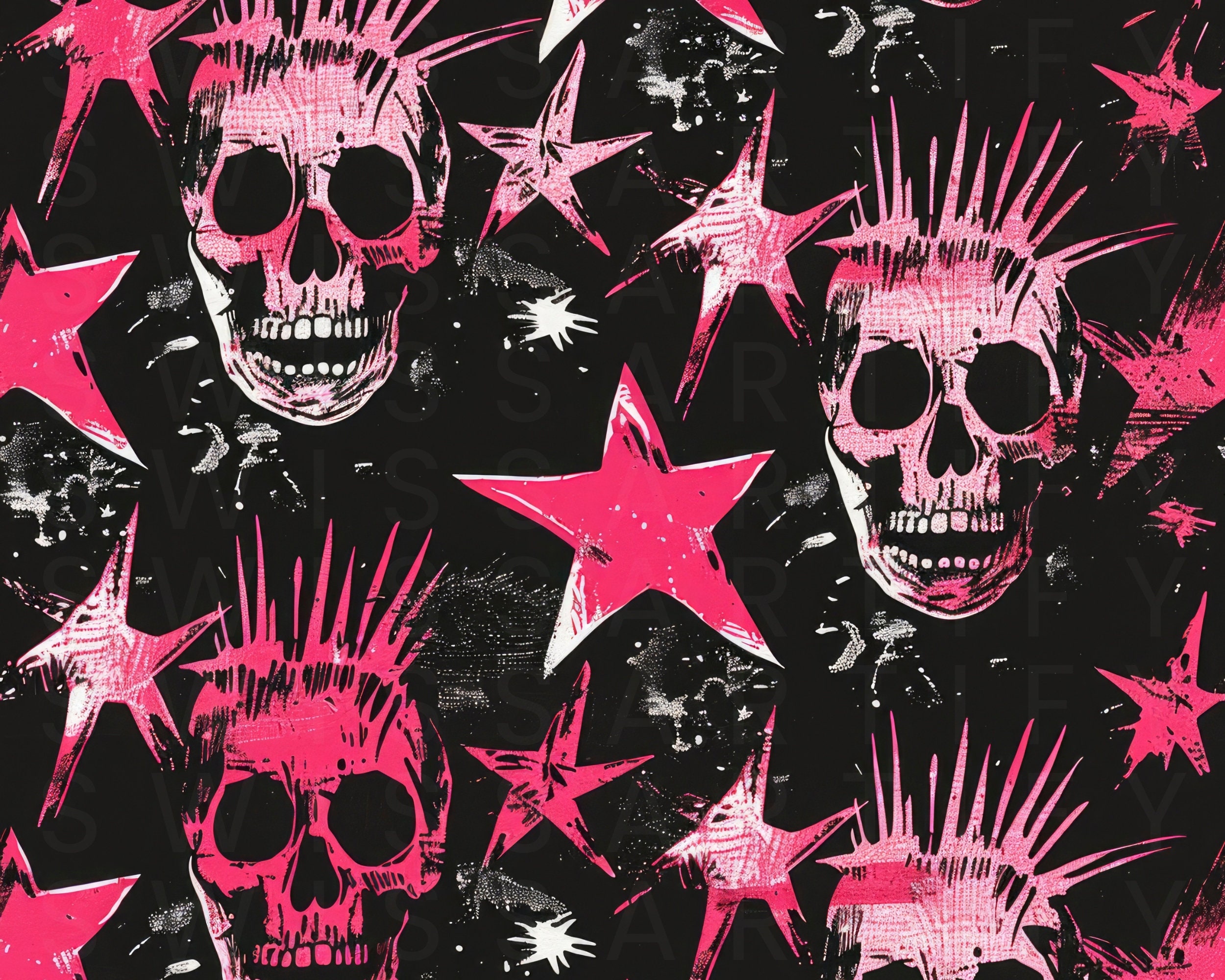 Punk Rock Seamless Pattern Digital Paper Modern Pattern Repeating File ...