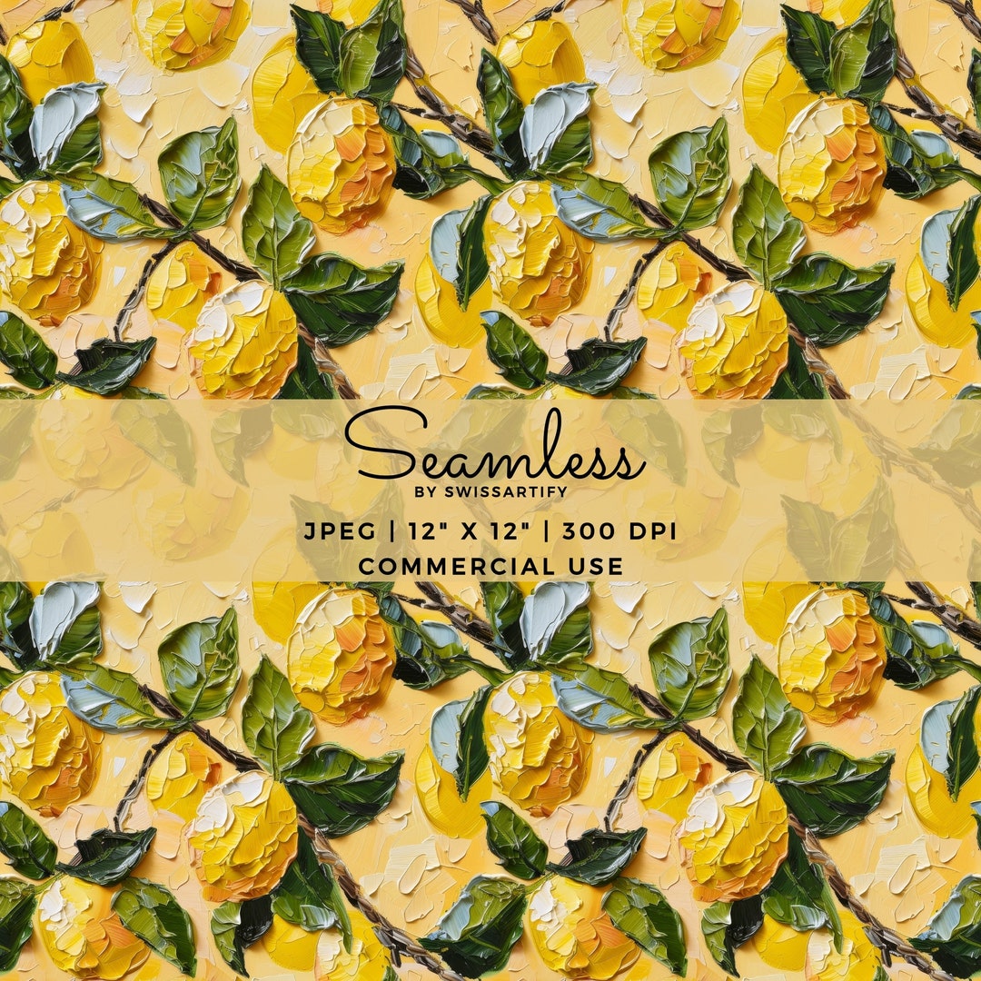 Seamless Lemon Pattern | 3D Boho Design | Repeating Fruit Texture ...