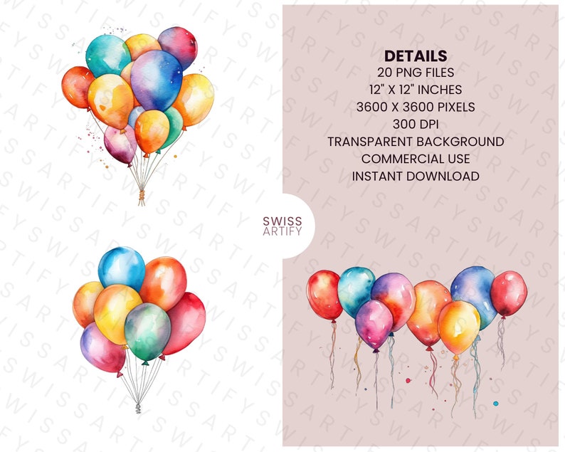 Birthday Party Clipart Bundle Watercolor Cake Presents - Etsy