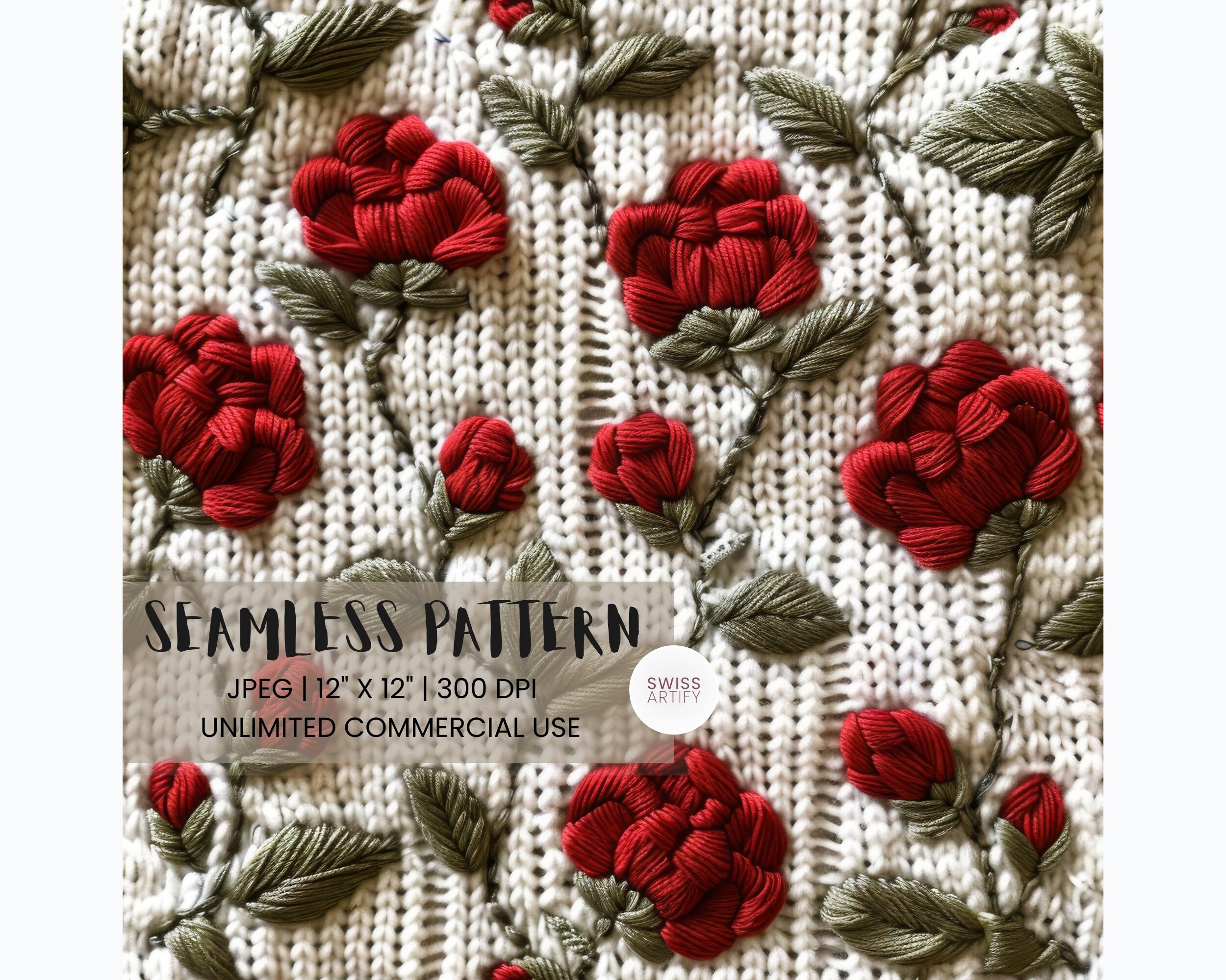 Seamless Roses Rose Knit Pattern 3D Texture Repeating File Flower ...