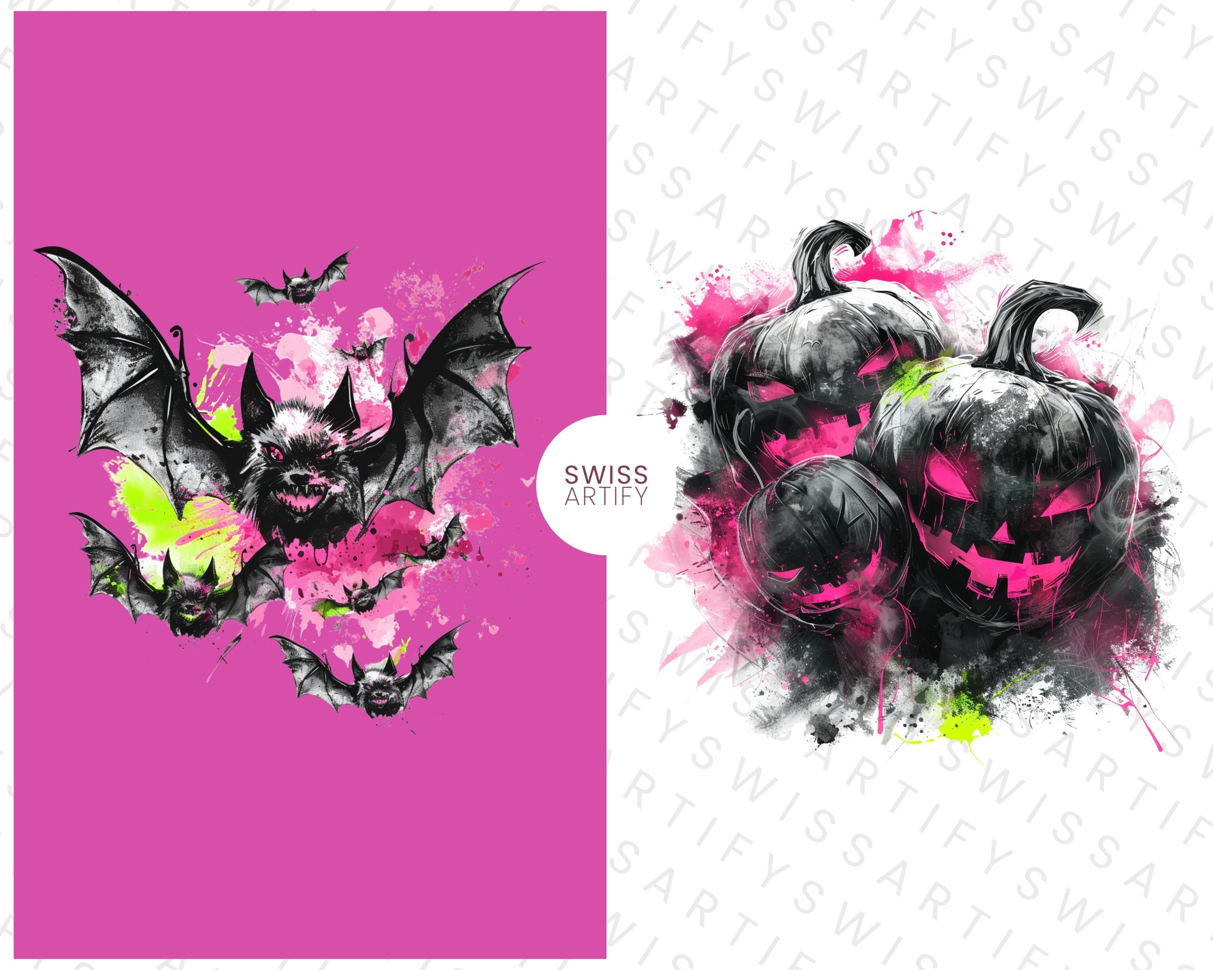 Halloween Clipart Bundle, Neon Color Images, Digital Cliparts, Spooky ...