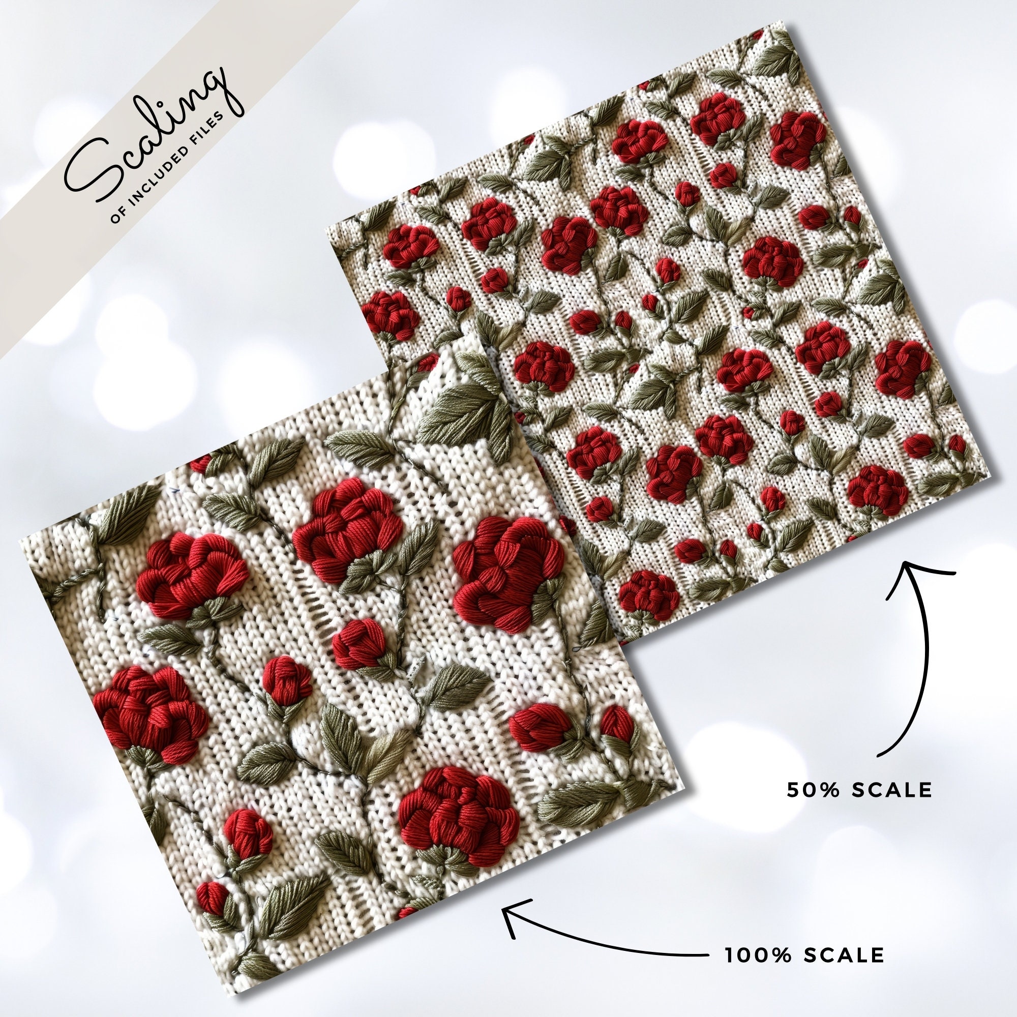 Seamless Roses | Rose Knit Pattern | 3D Texture | Repeating File ...