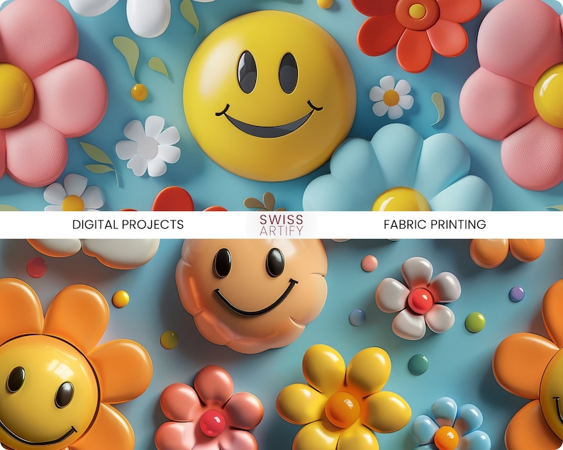 Smiley Faces Digital Paper Pack | Seamless Happy Face Textures ...