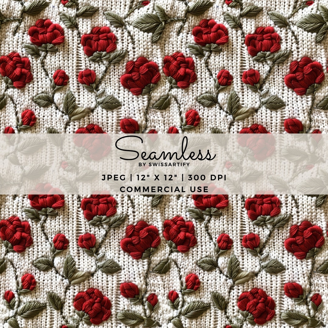 Seamless Roses | Rose Knit Pattern | 3D Texture | Repeating File ...