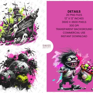 Halloween Clipart Bundle, Neon Color Images, Digital Cliparts, Spooky ...