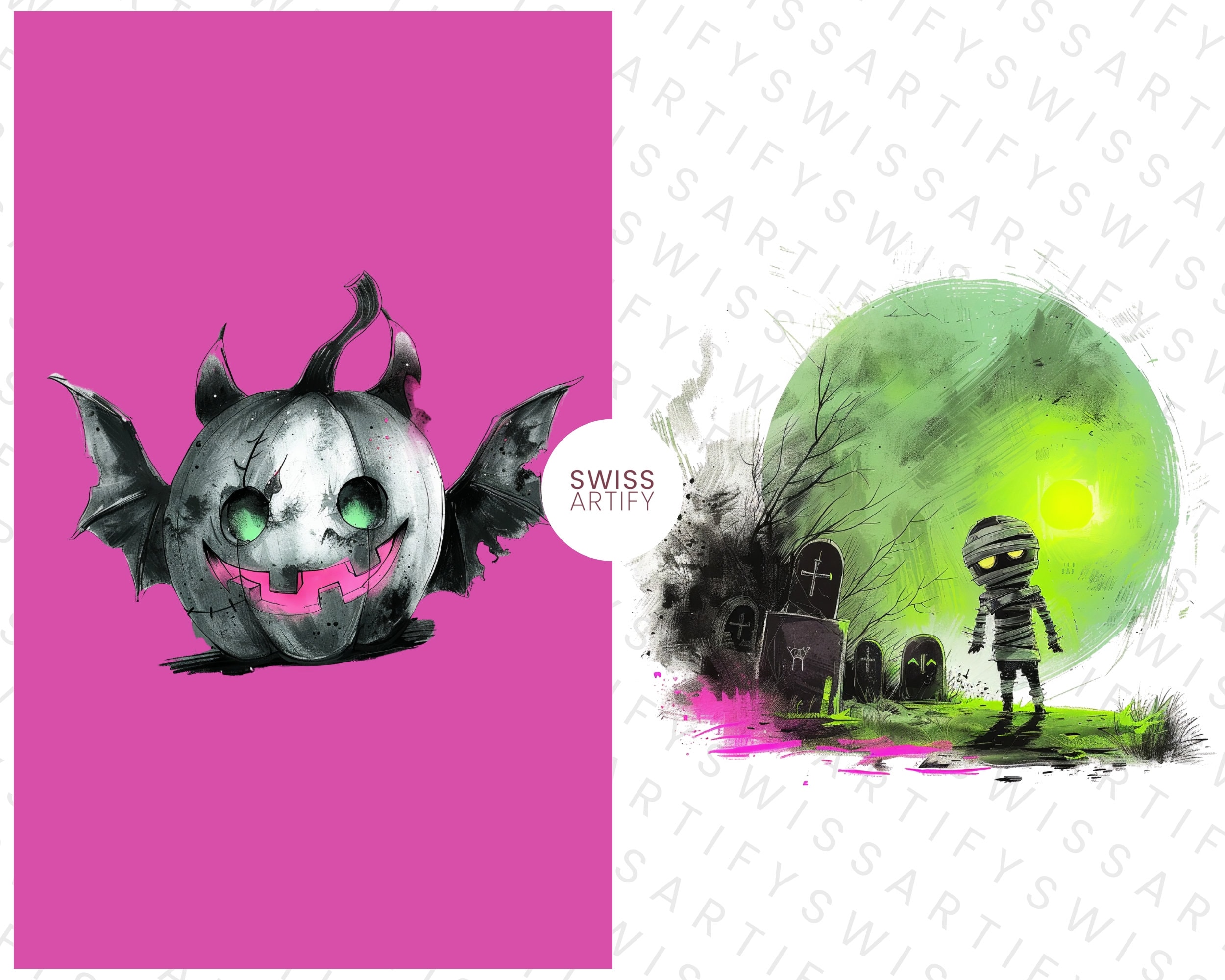 Halloween Clipart Bundle, Neon Color Images, Digital Cliparts, Spooky ...