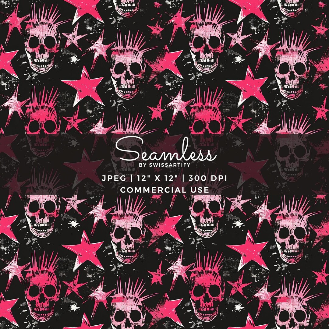 Punk Rock Seamless Pattern | Digital Paper | Modern Pattern | Repeating ...