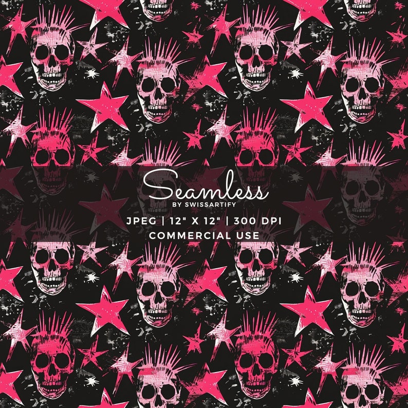Punk Rock Seamless Pattern | Digital Paper | Modern Pattern | Repeating ...