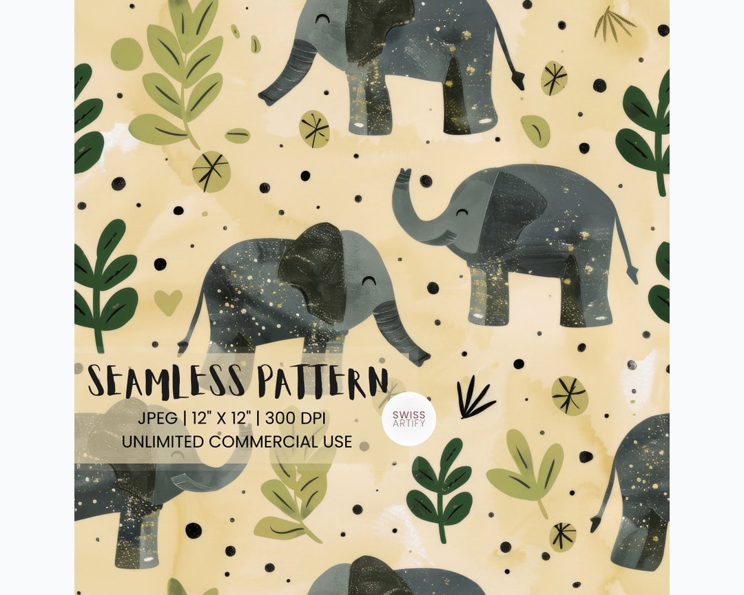 Seamless Elephant | Repeating Pattern | Boho Elephants Digital Paper ...