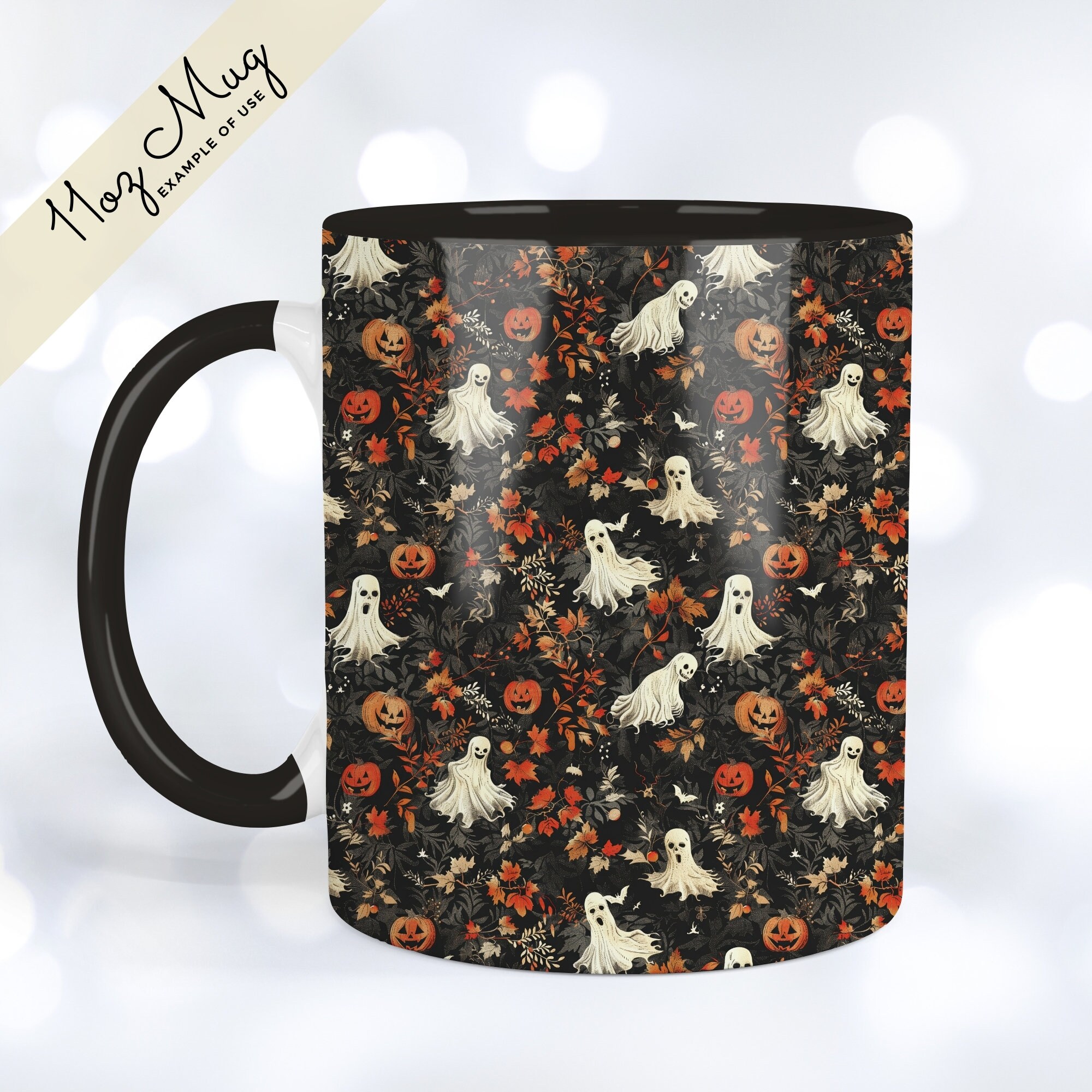 Halloween Pattern, Ghost Seamless File, Floral Digital Paper, Retro ...