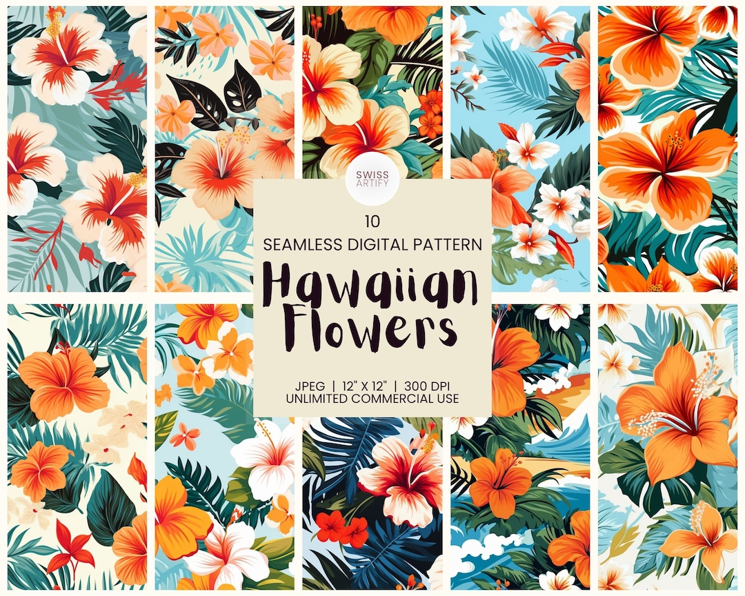Flower Digital Paper Pattern | Flower Seamless Pattern | Hawaii Flower ...