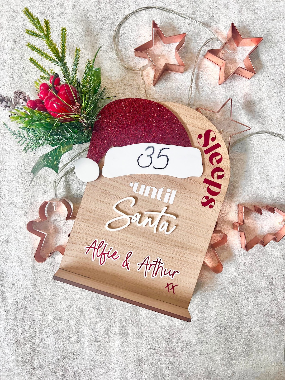 Santa Countdown Sign, Sleeps Until Santa, Personalised Christmas ...