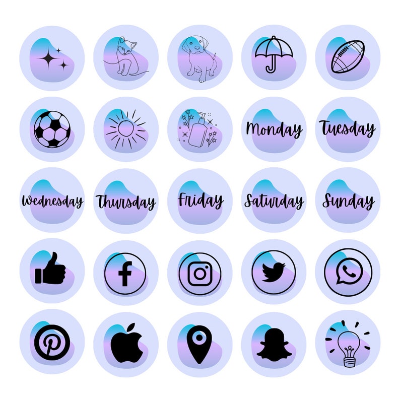 Blue and Purple Gradient Instagram Highlight Icon - Etsy