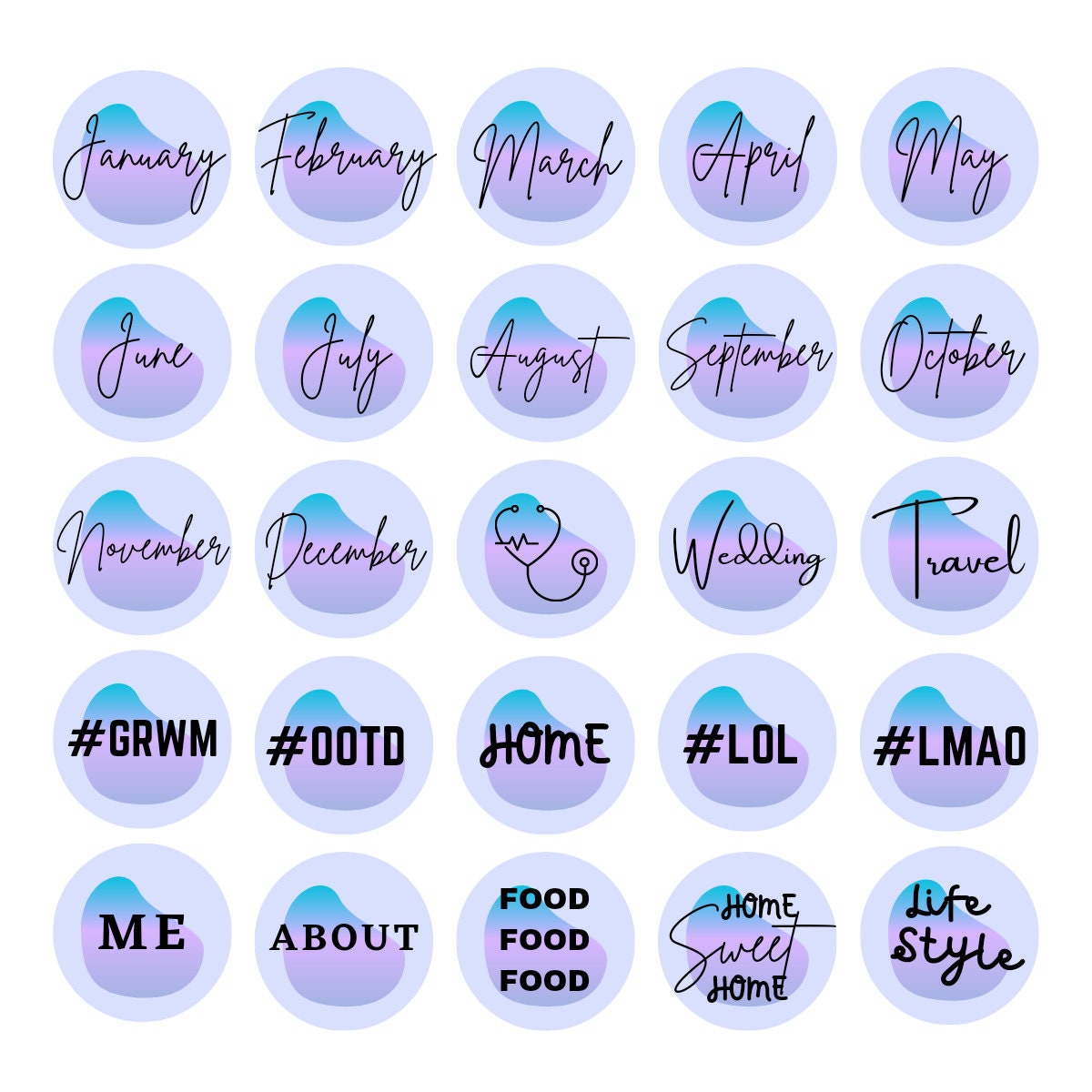 Blue and Purple Gradient Instagram Highlight Icon - Etsy