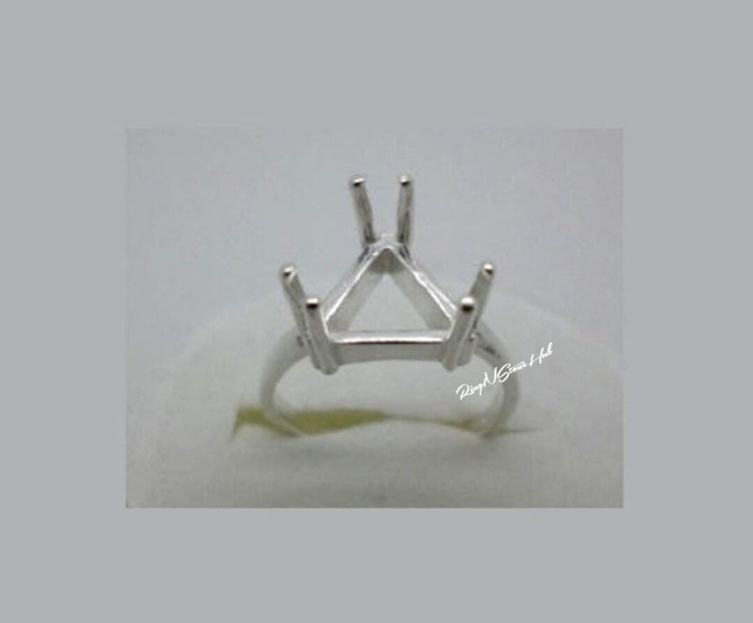 Vintage Semi Mount Ring Setting Trillion Cut 8x8mm Prong Minimalist ...