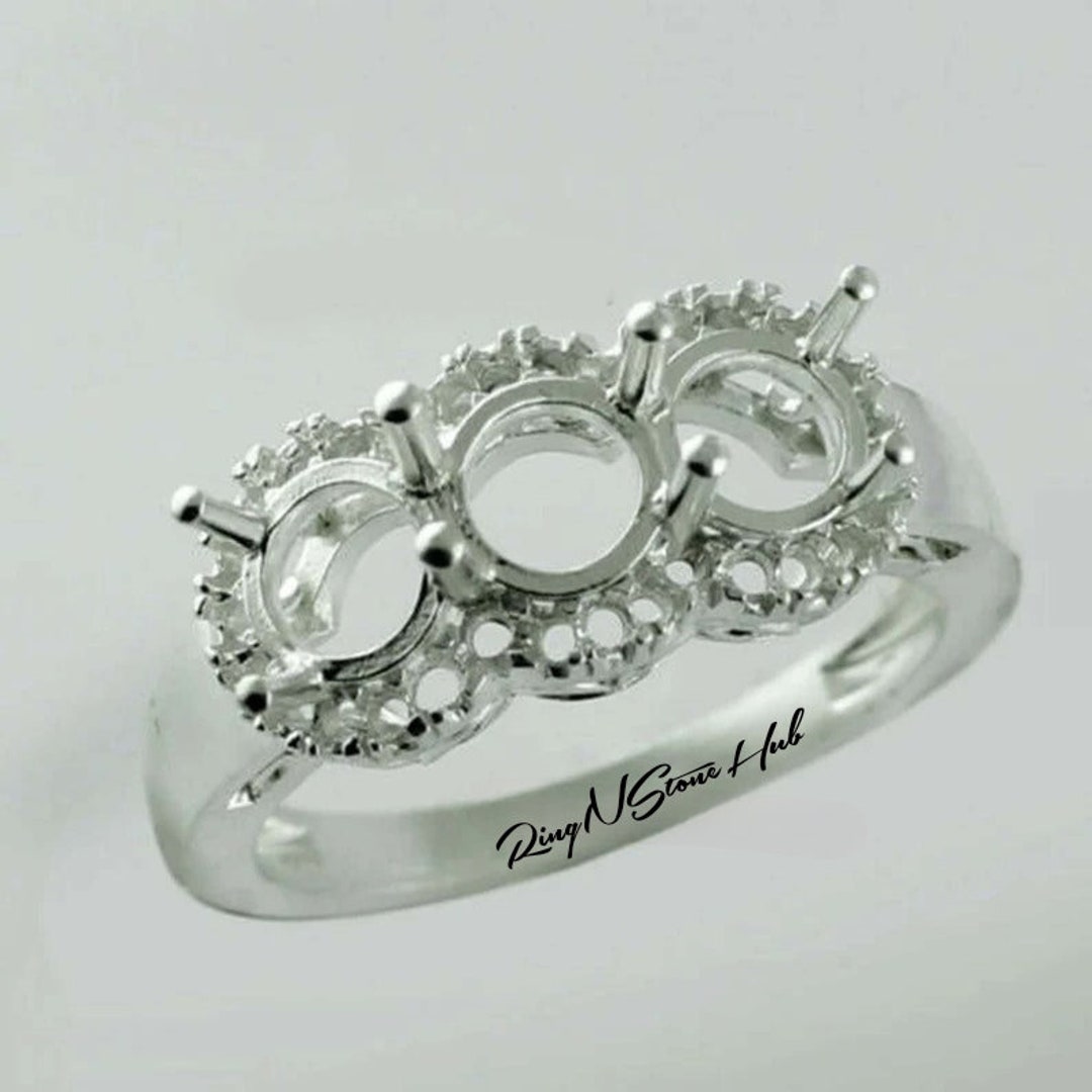 6x6 Mm Round Semi Mount Ring, Personalized Wedding Ring, 925 Sterling ...