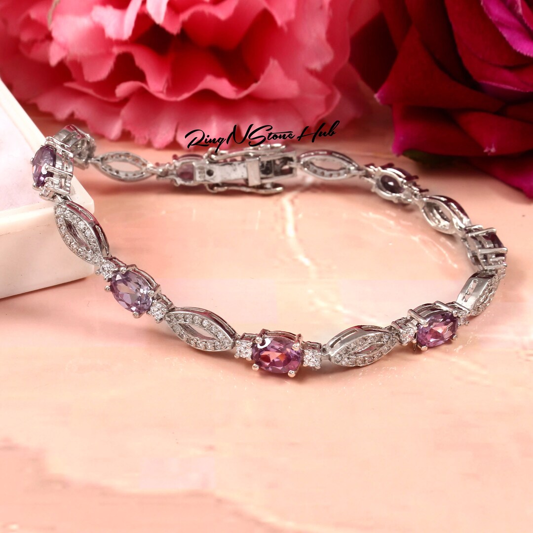 Silver Alexandrite Bracelet-color Changing Gemstone-sterling Silver ...