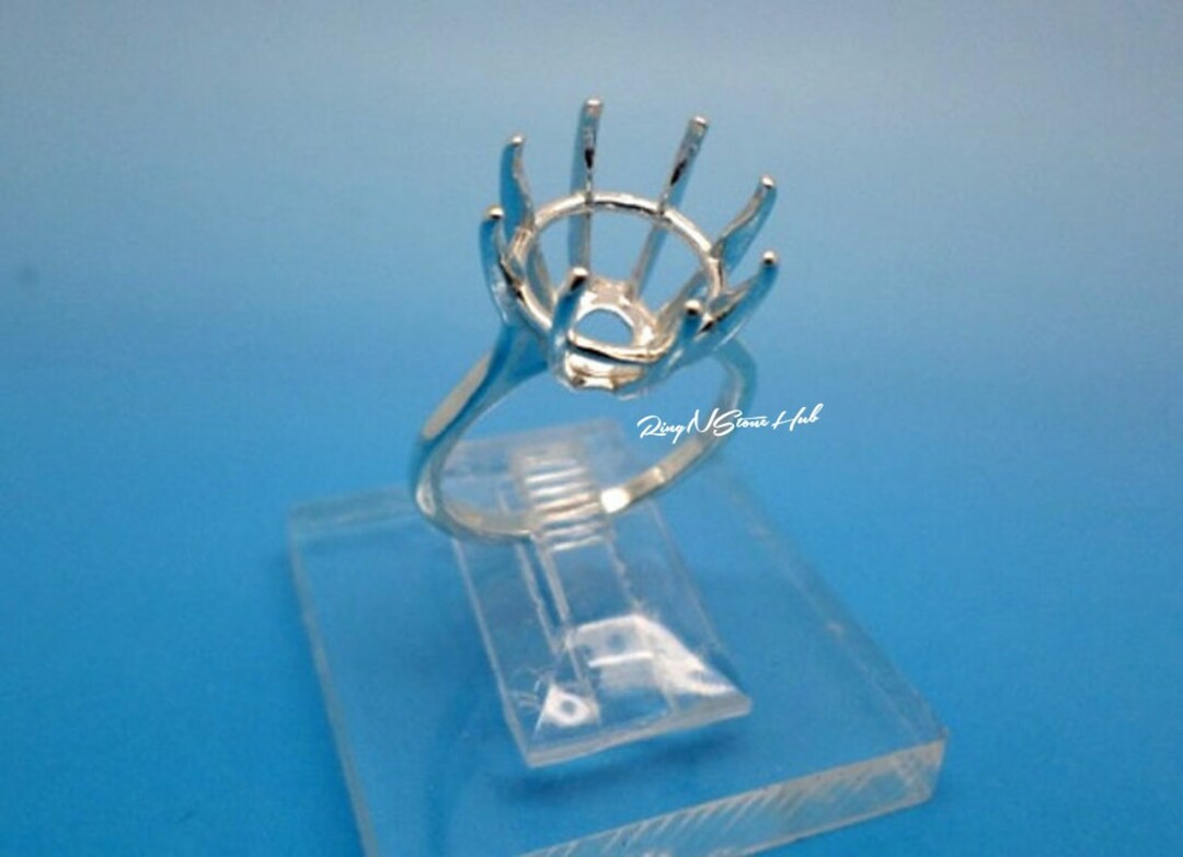 Engagement Ring Setting Round 10x10 Halo Wedding Ring Semi Mount Solid ...