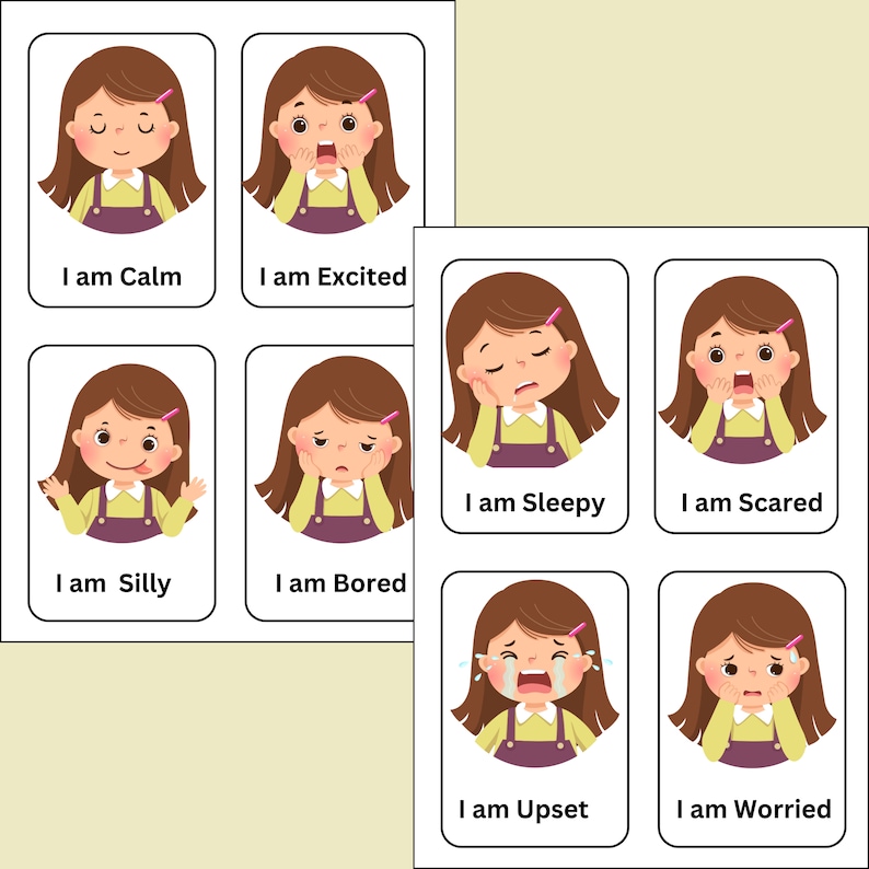 Emotion Flashcards, Home/school, A4/a5/letter/half Letter, Instant ...
