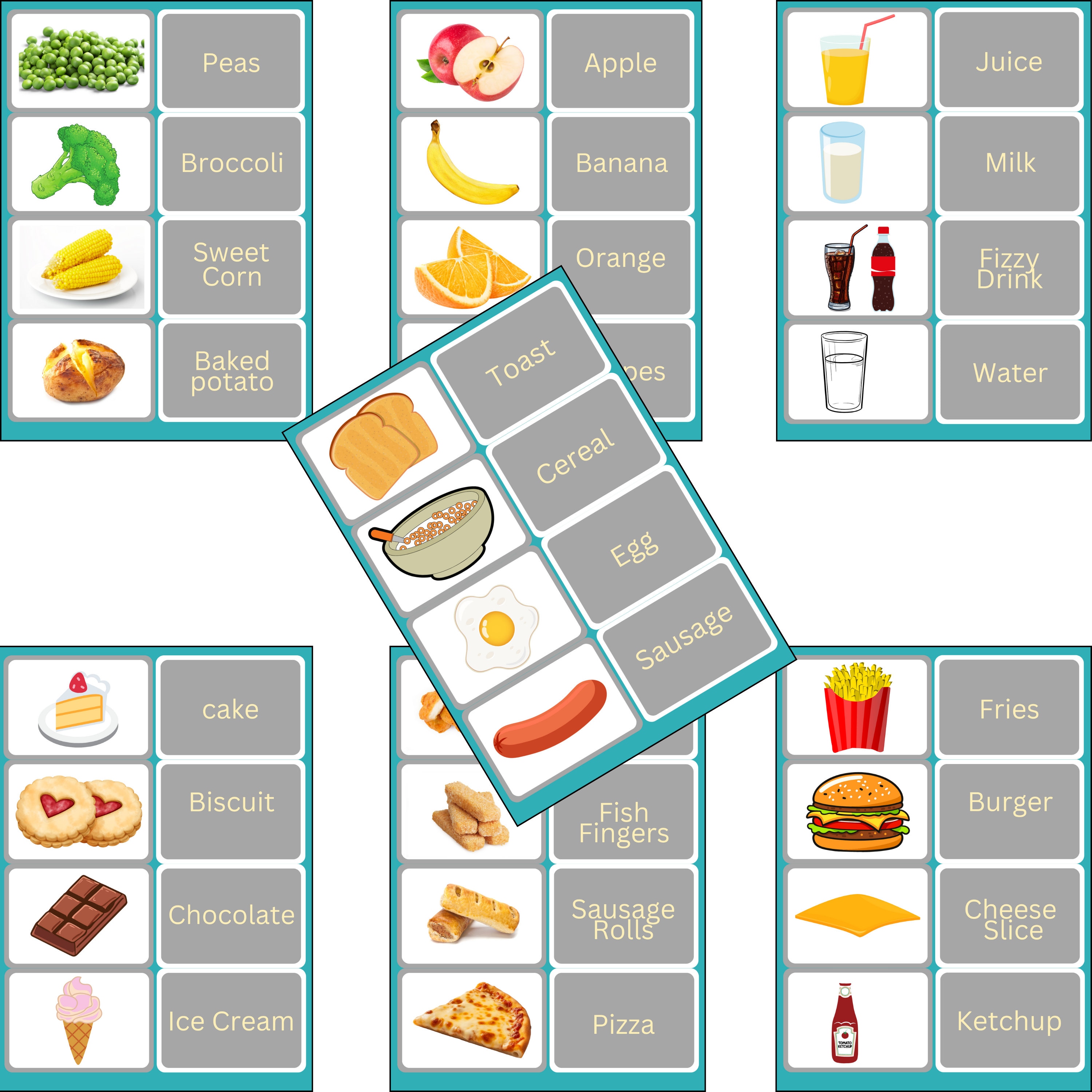 Food Flash Cards, Visual Aid, Autism, A4, Instant Download, PNG - Etsy