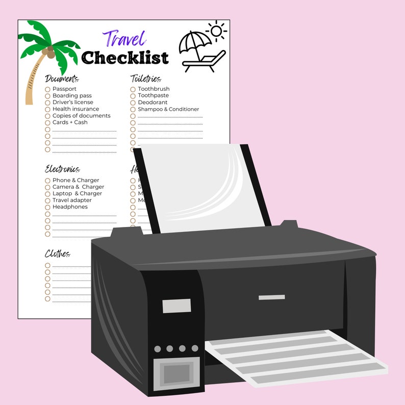 Travel Checklist, Family Holiday List, A4/a5/letter/ Half Letter ...