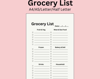 Printable Grocery List Planner: Weekly Shopping List (PDF) - Etsy