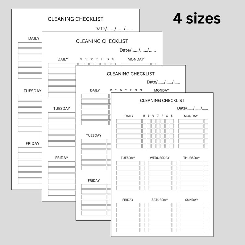 Printable Cleaning Checklist: Daily & Weekly Tasks (PDF) - Etsy