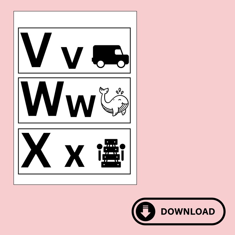 Alphabet Flash Cards, Children Visual Learning, A4/A5/ Instant Download ...