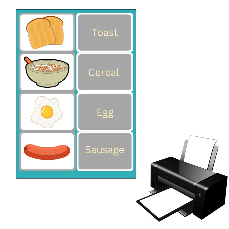 Food Flash Cards, Visual Aid, Autism, A4, Instant Download, PNG - Etsy