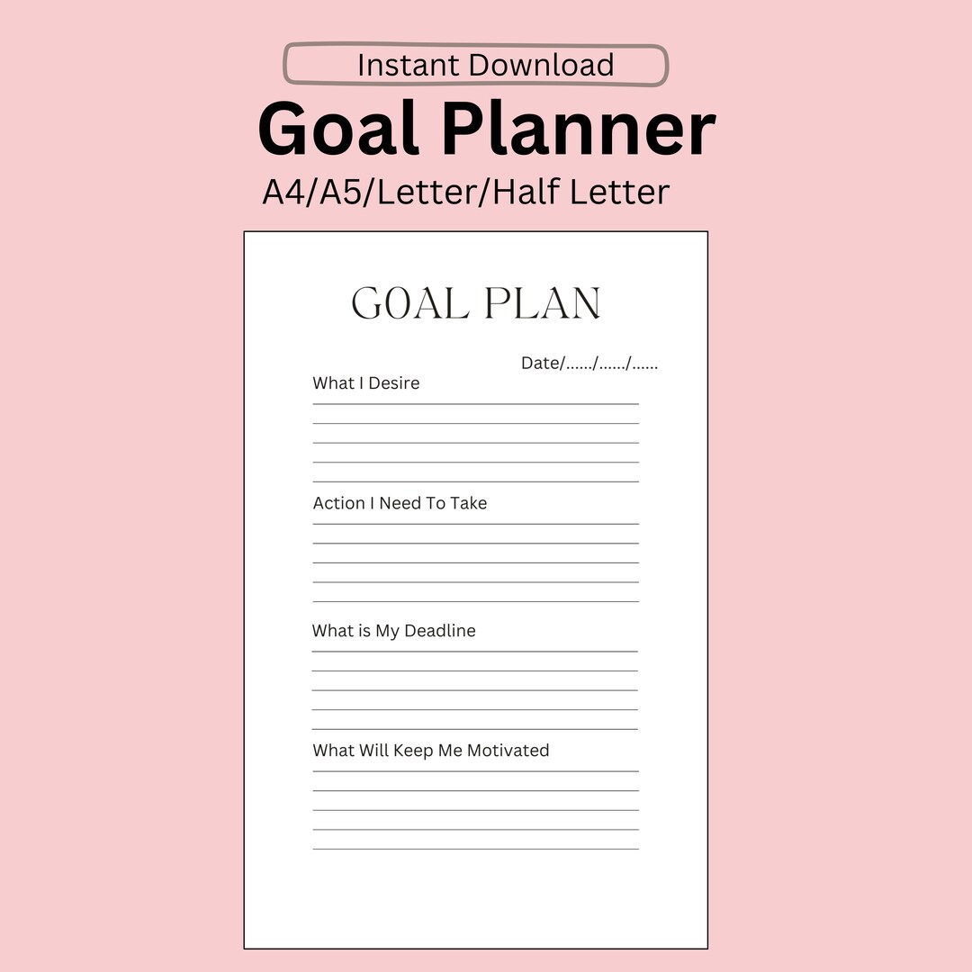 Goal Plan, Goal Setting, Simple Planner, A4/a5/letter/half Letter ...
