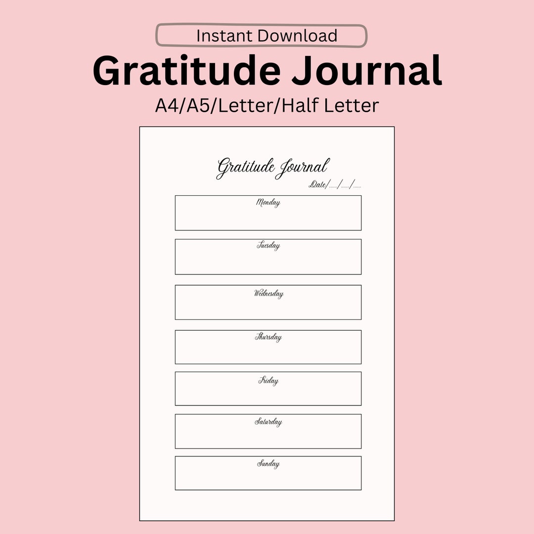 Gratitude Journal Printable: Weekly Thankfulness Diary (PDF) - Etsy
