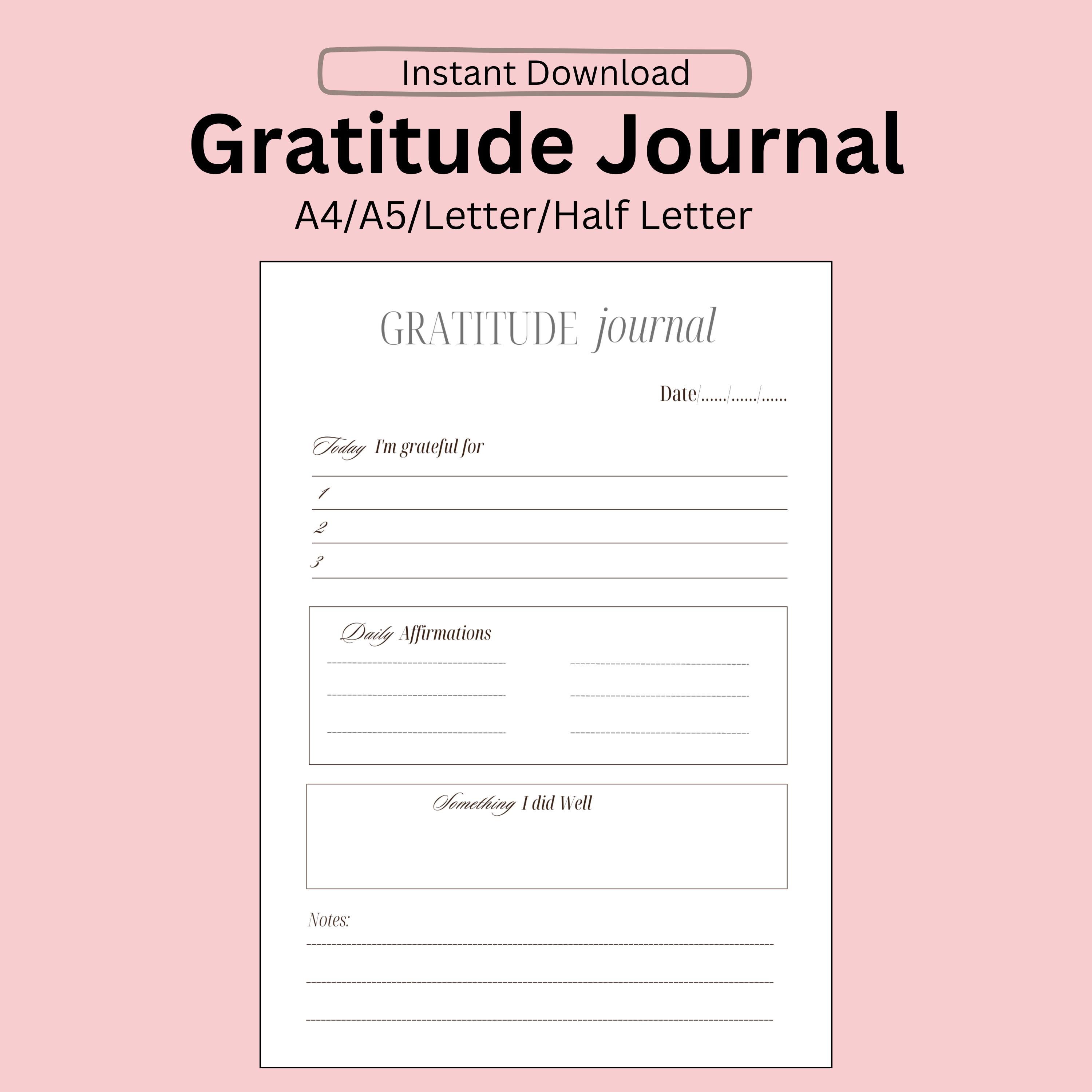 Gratitude Journal, Thankfulness Diary, Daily Gratitude Log, A4/a5 ...
