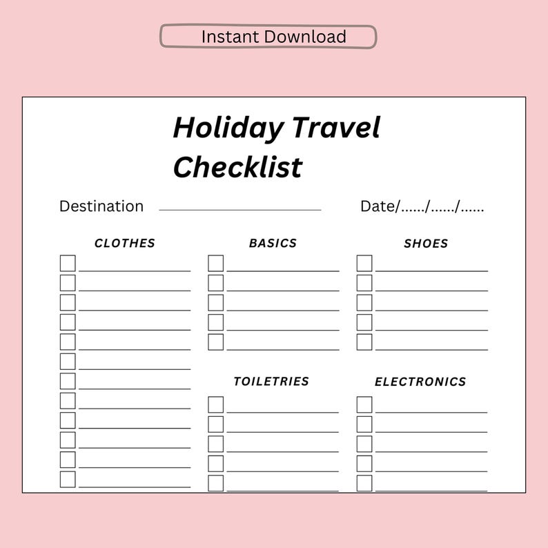 Holiday Travel Packing List, Clothes, Electronics, Shoes, Toiletries ...