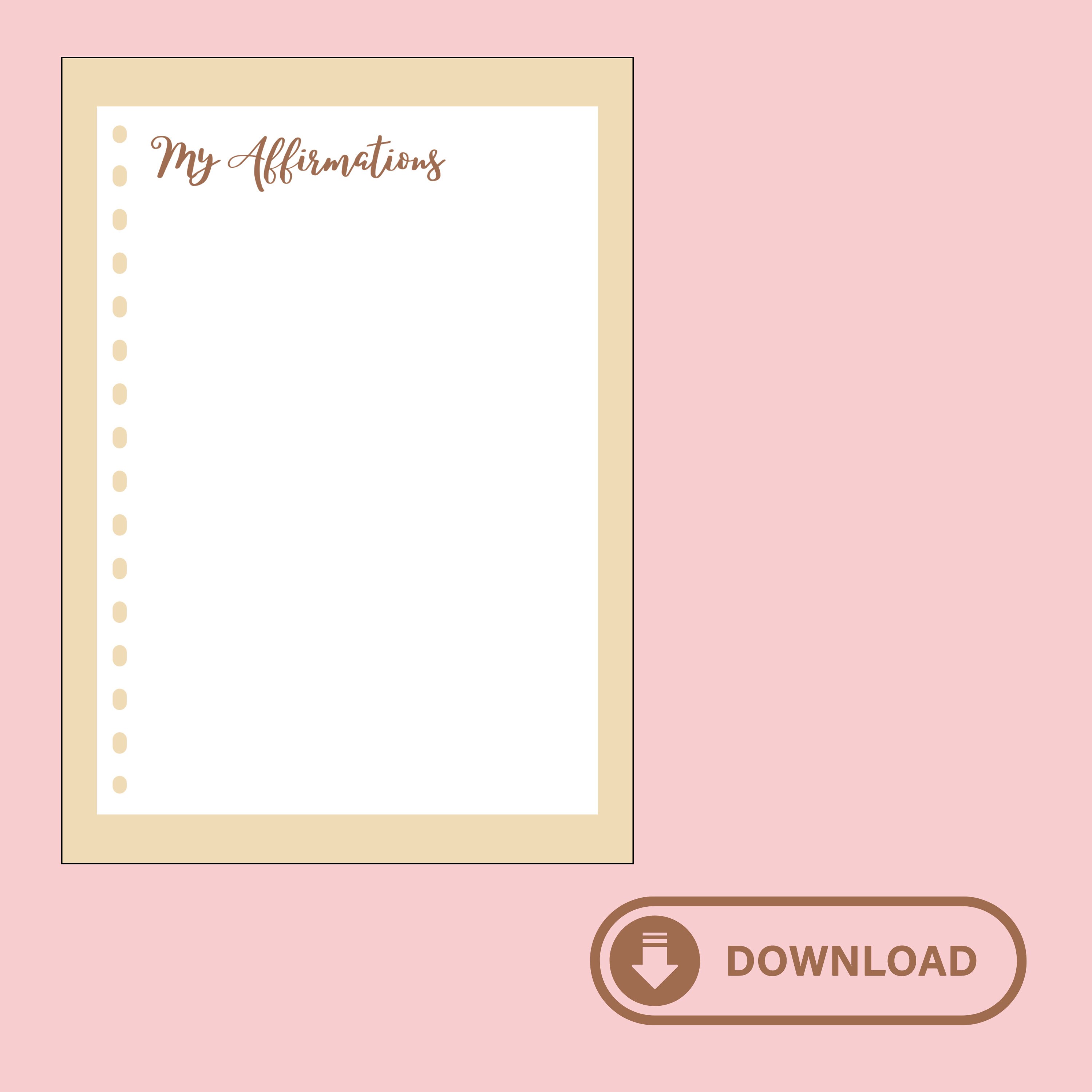 Daily Affirmations & Gratitude Printable: Self-love Journal (PDF) - Etsy