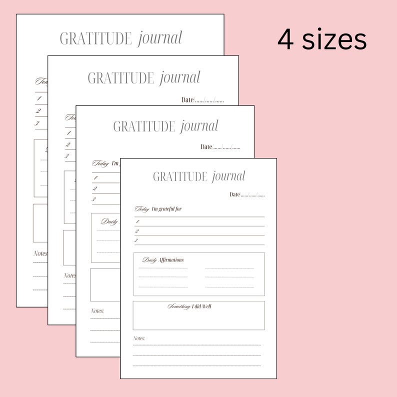Gratitude Journal, Thankfulness Diary, Daily Gratitude Log, A4/a5/letter/half Letter, Instant ...