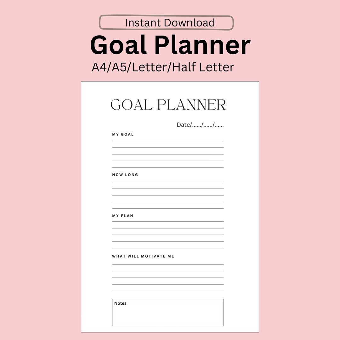 Printable Goal Planner: A4/a5/letter Sizes (PDF Download) - Etsy