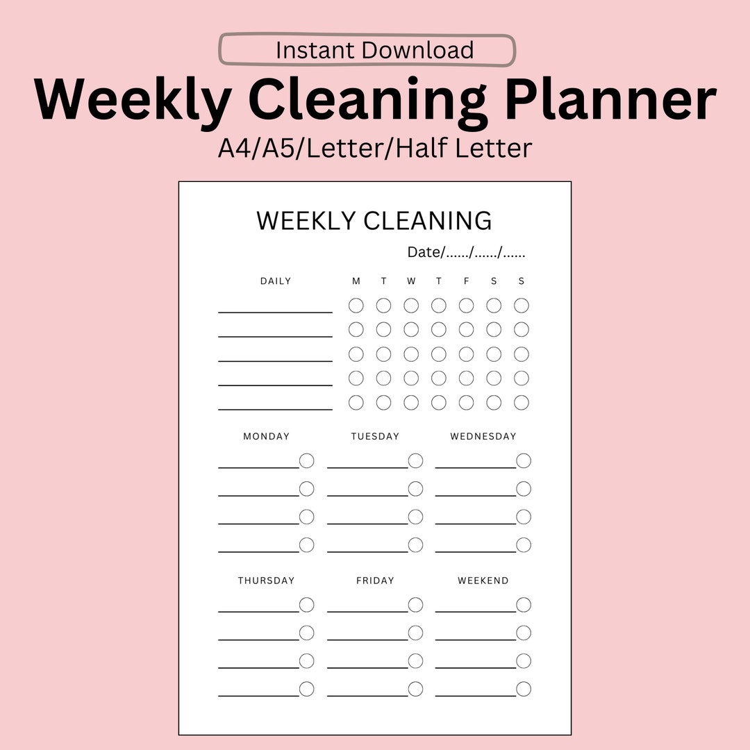 Weekly Cleaning Planner: Printable Home & Office Schedule (PDF) - Etsy UK