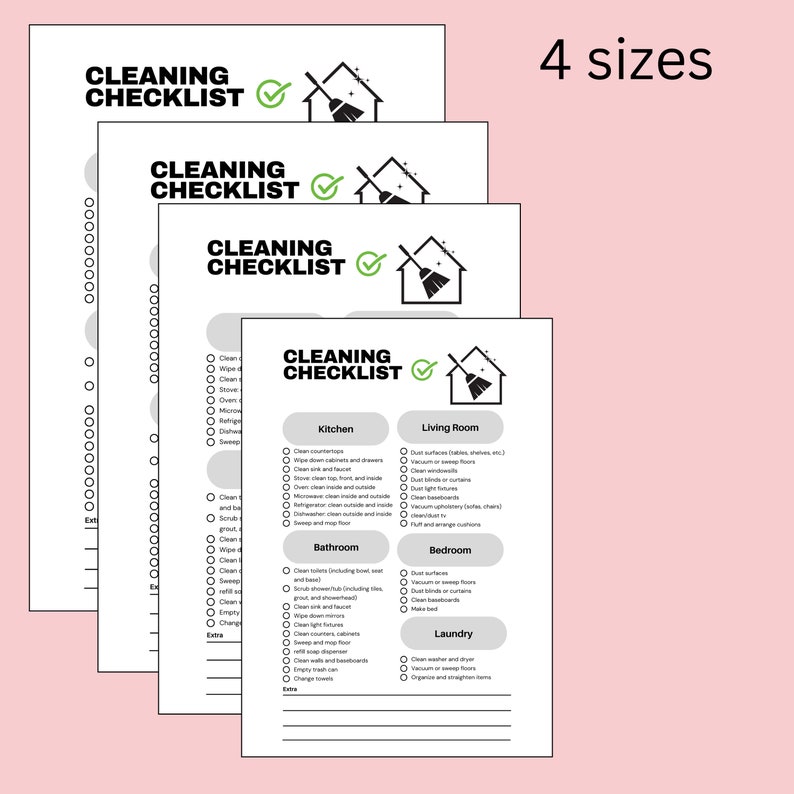 Printable Cleaning Checklist: Home & Office Cleaning Reminder (digital ...