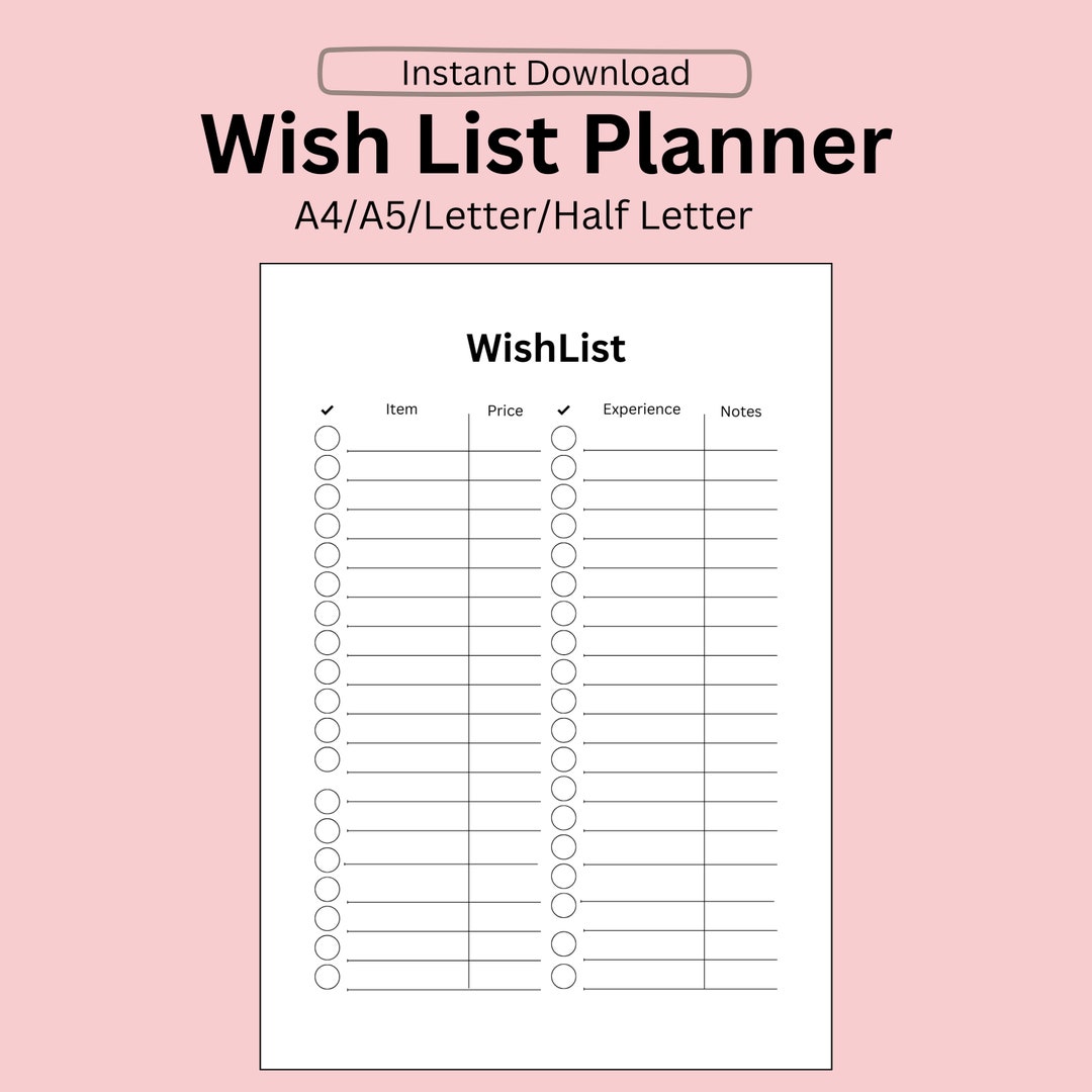 Holiday Wish List Planner: Simple Printable (PDF) - Etsy