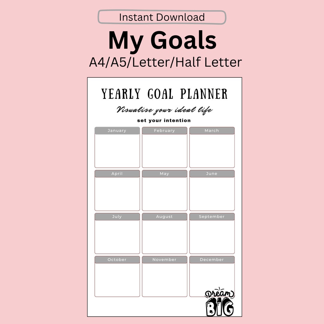 Yearly Goal Planner: Printable Intention Setting (digital Download) - Etsy