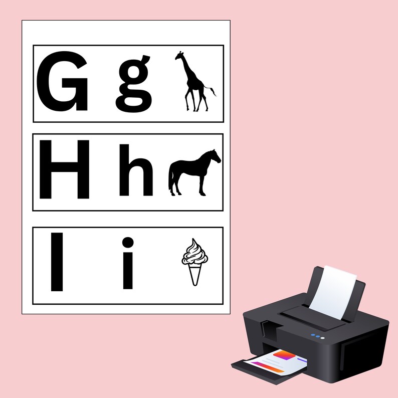 Alphabet Flash Cards, Children Visual Learning, A4/A5/ Instant Download ...