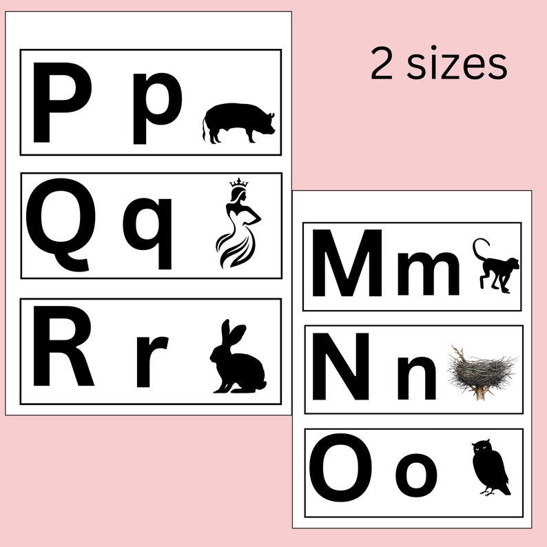 Alphabet Flash Cards, Children Visual Learning, A4/A5/ Instant Download ...