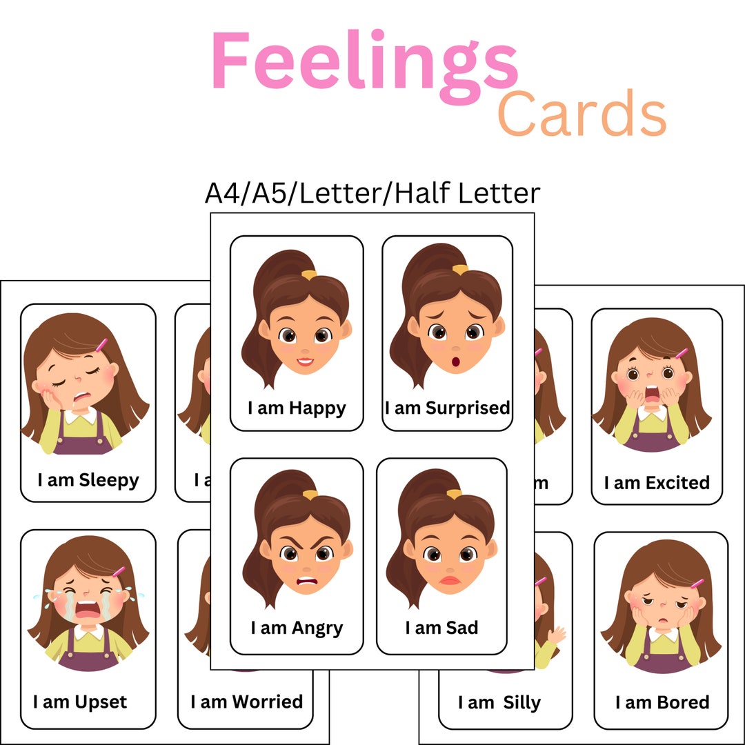 Emotion Flashcards, Home/school, A4/a5/letter/half Letter, Instant ...