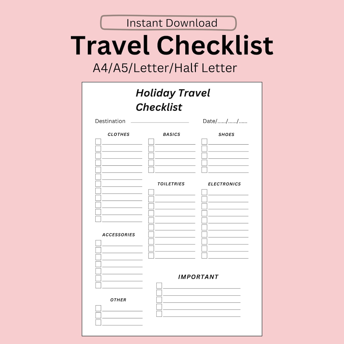 Holiday Travel Packing List, Clothes, Electronics, Shoes, Toiletries ...