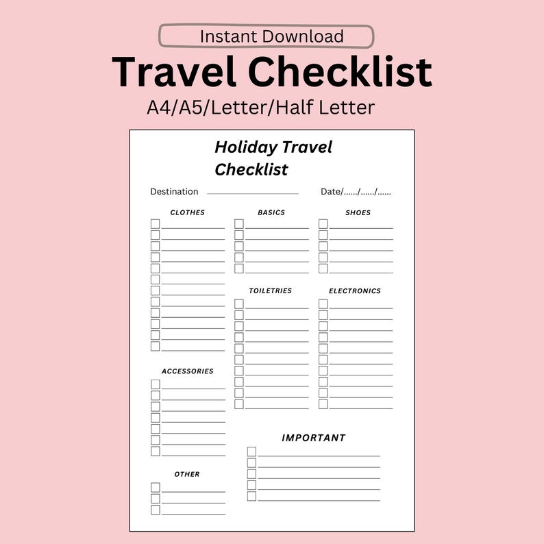 Holiday Travel Packing List, Clothes, Electronics, Shoes, Toiletries ...