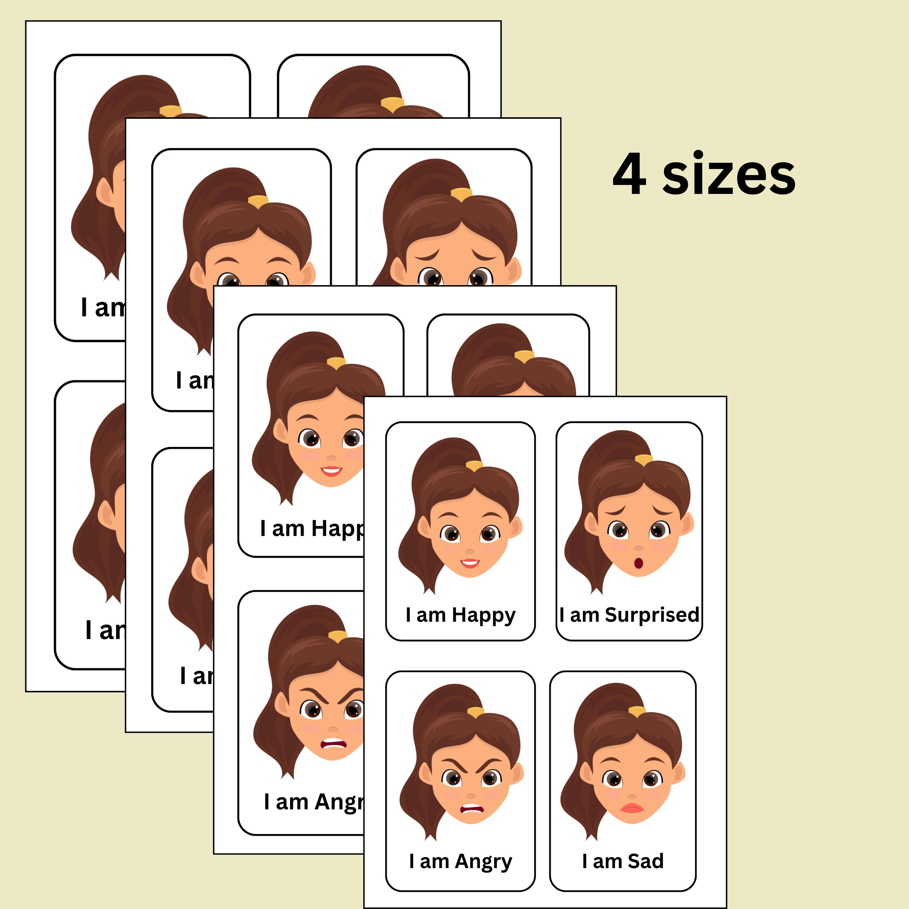 Emotion Flashcards, Home/school, A4/a5/letter/half Letter, Instant ...