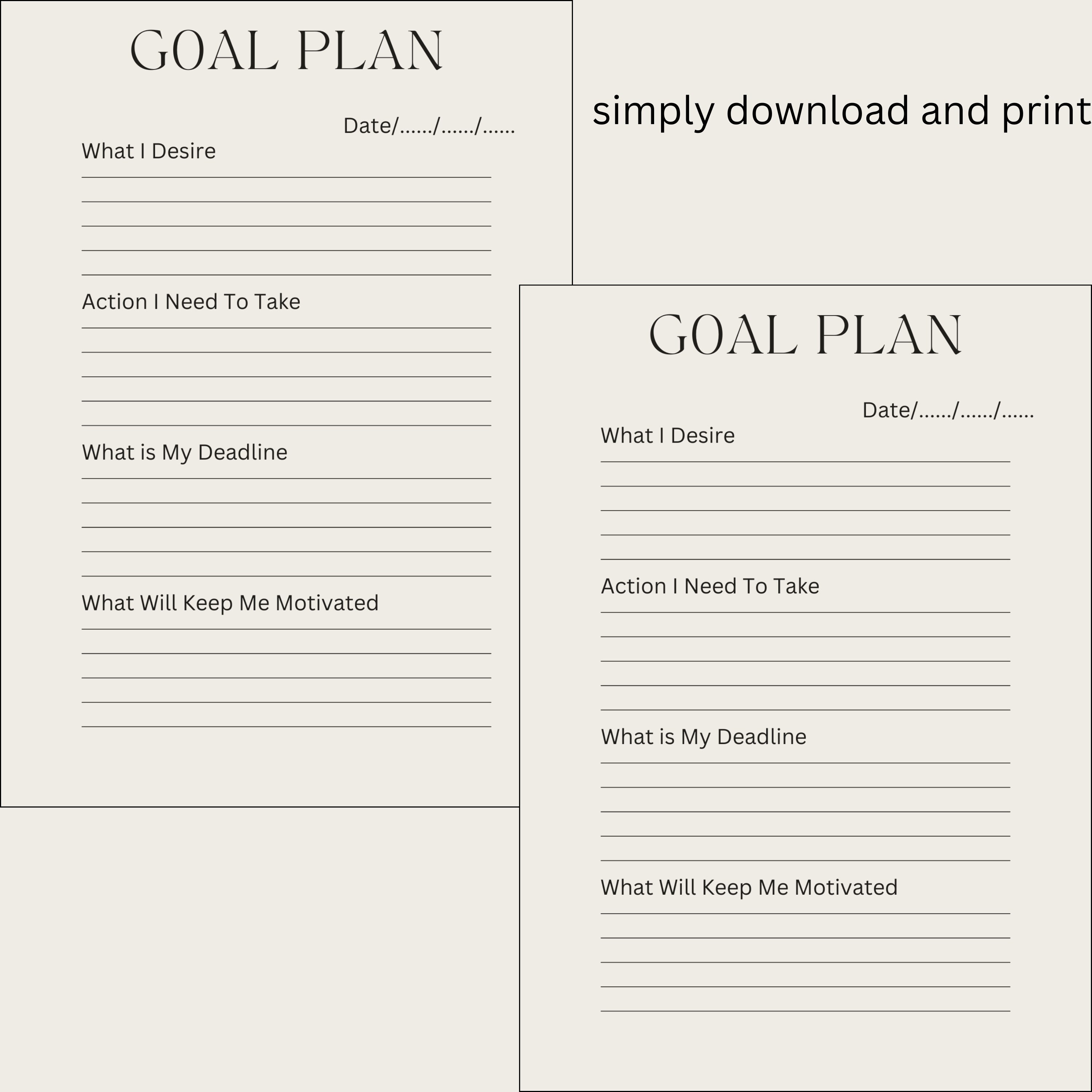 Goal Plan, Goal Setting, Simple Planner, A4/a5/letter/half Letter ...