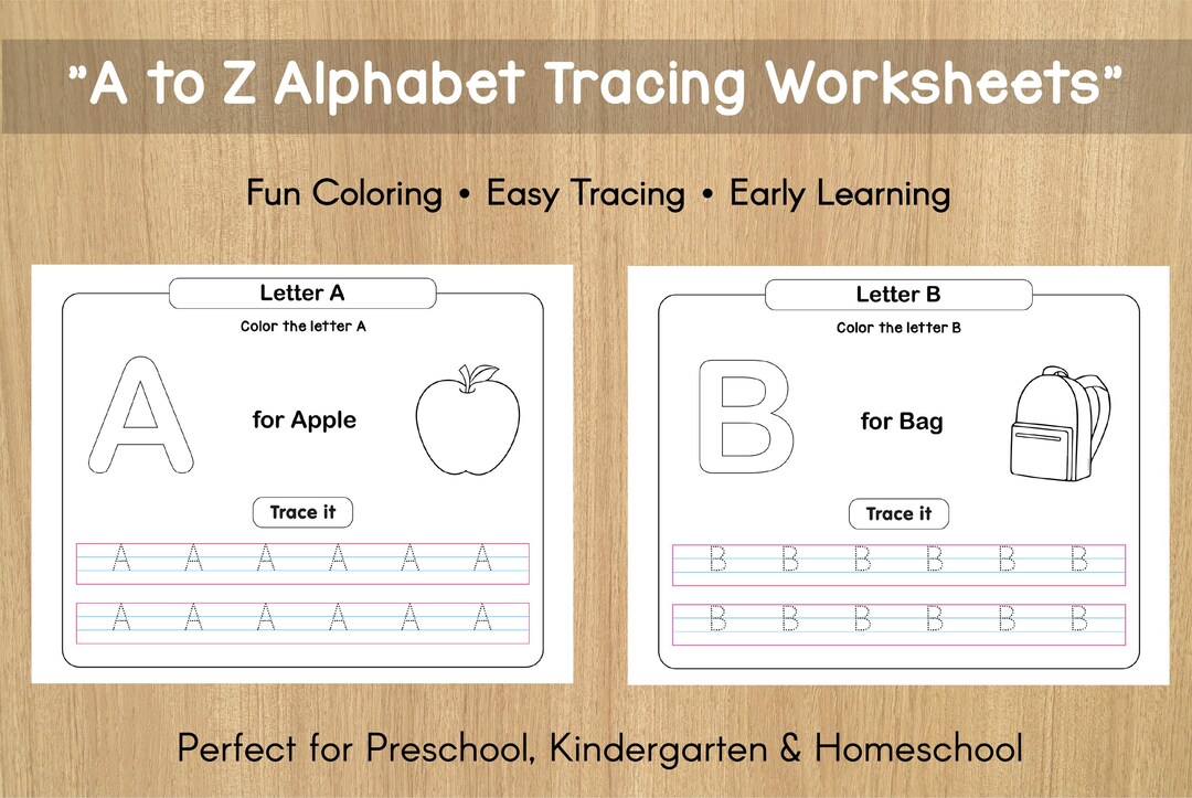 A to Z Alphabet Tracing Worksheets | Capital Letters | Preschool ...
