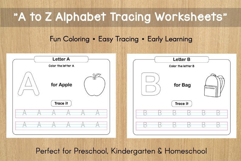 A to Z Alphabet Tracing Worksheets | Capital Letters | Preschool ...