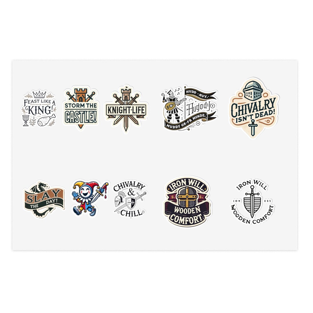 Chivalry, Medieval Themed Sticker Sheets - Knight Life, Fantasy Decor ...
